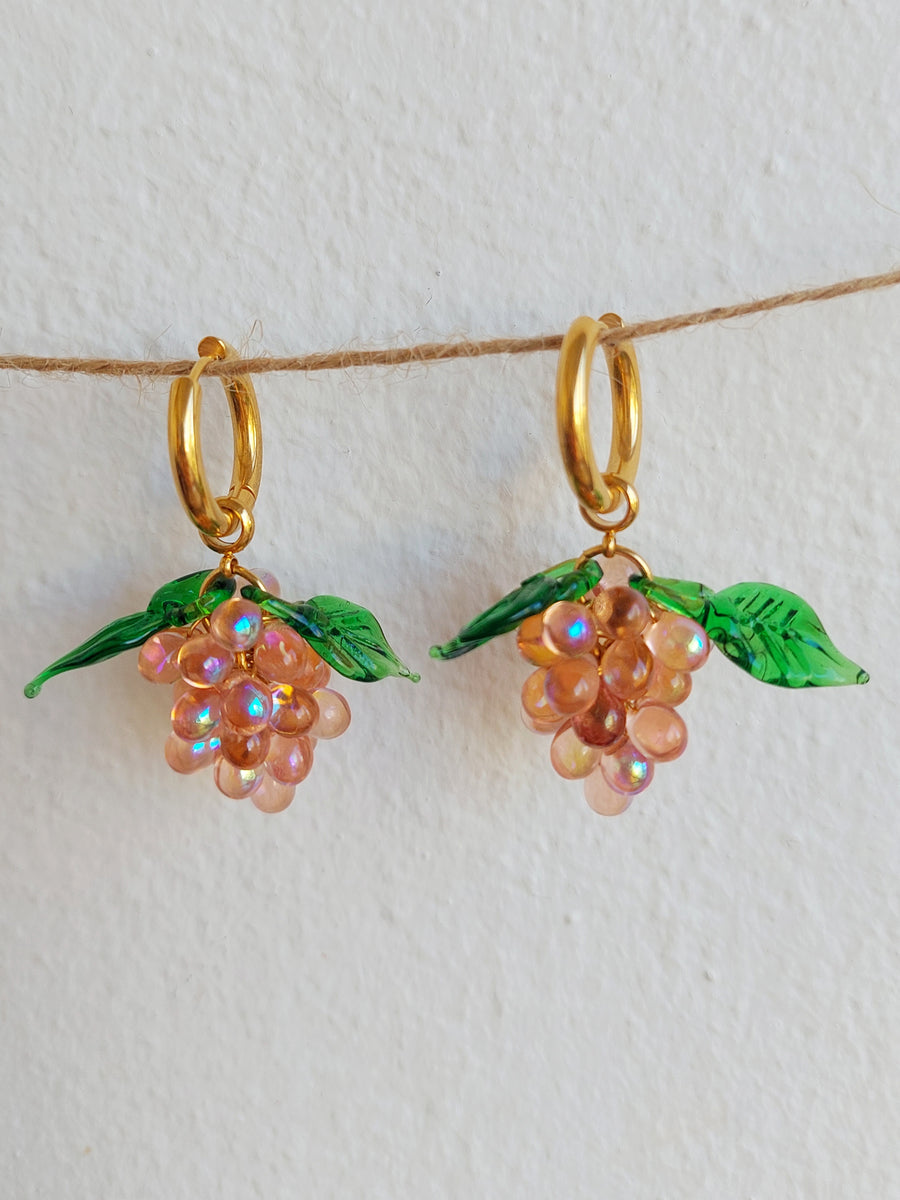 Grape Hoop Earrings in Champagne – Nelida Jewelry